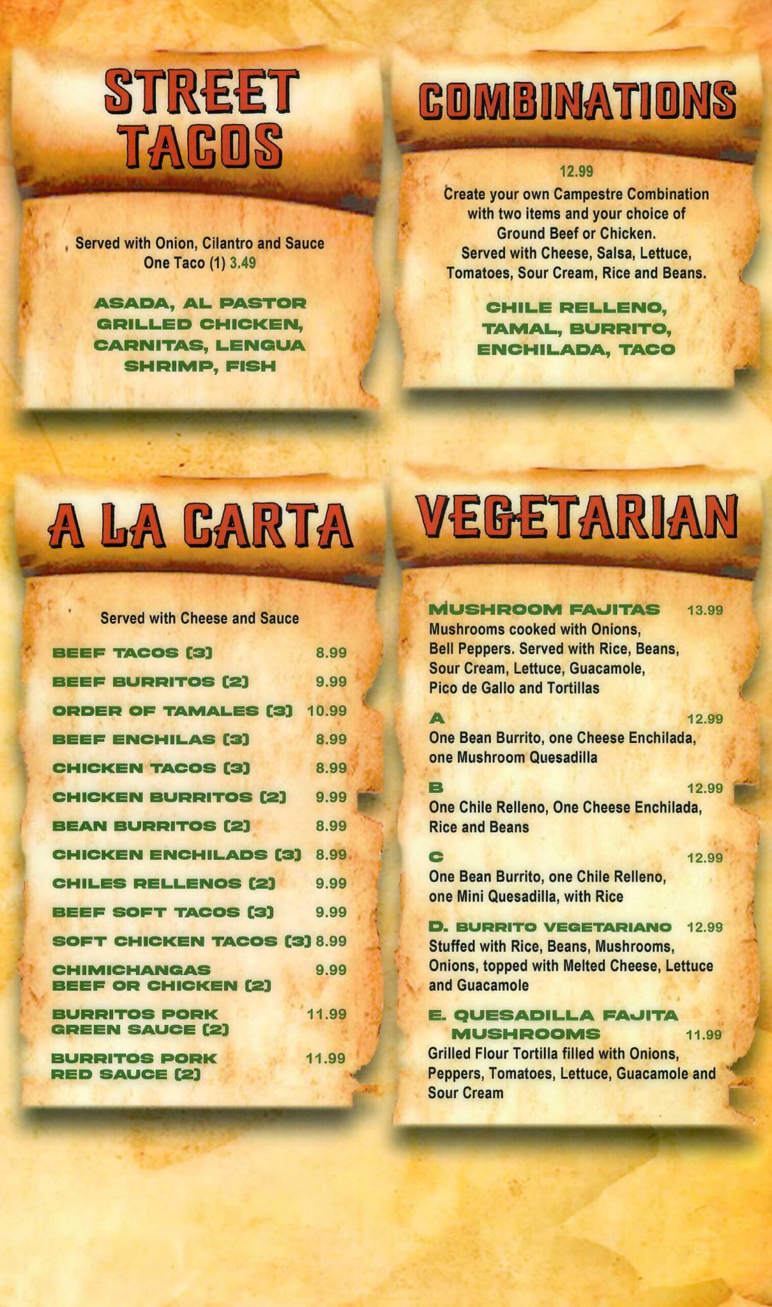To Go Menu – Bohemio Mexican Restaurant
