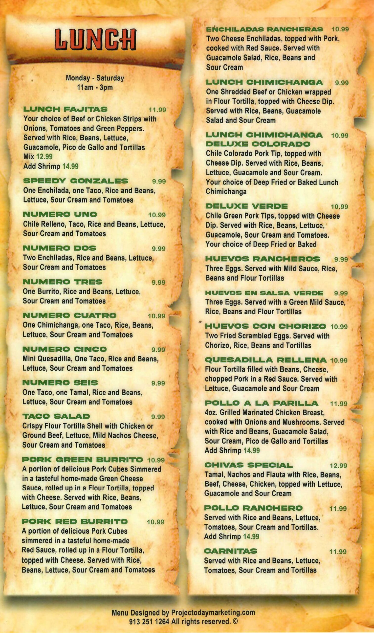 To Go Menu – Bohemio Mexican Restaurant